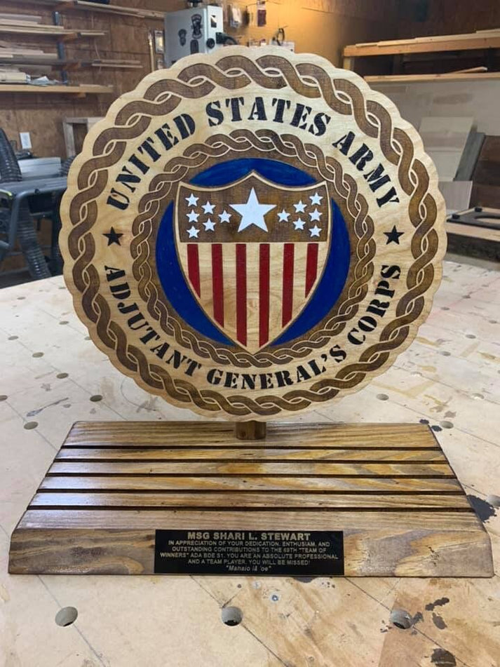 US Army Adjutant General's Corps ROUND DESIGN Coin Stand / AG CHALLENG ...